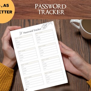 2 Minimalist Password Tracker Printable, Fillable, Password Keeper ...