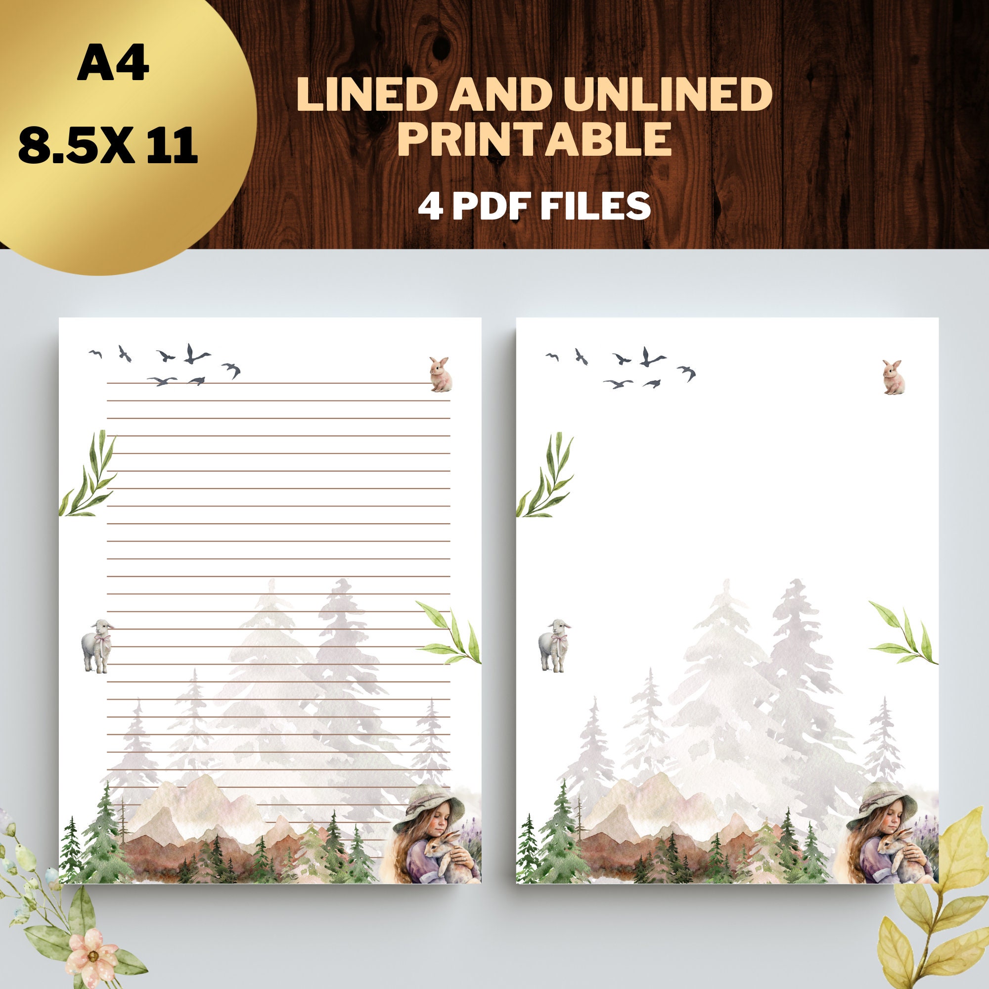 Landscape Printable Stationary, Printable Writing Paper, Printable ...
