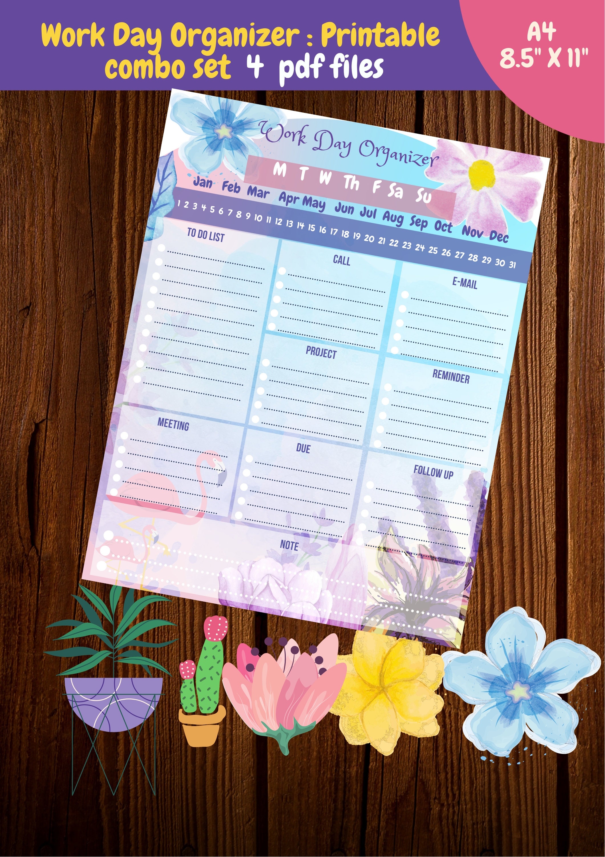 Work Day Organizer Printable, Work Day Organizer , Work Planner ...