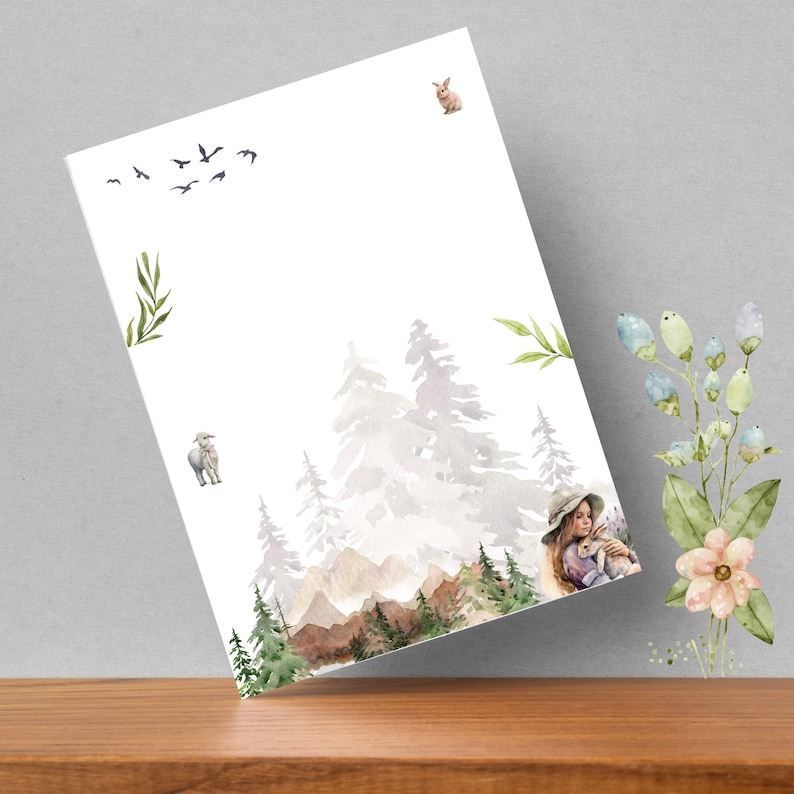 Landscape Printable Stationary, Printable Writing Paper, Printable ...