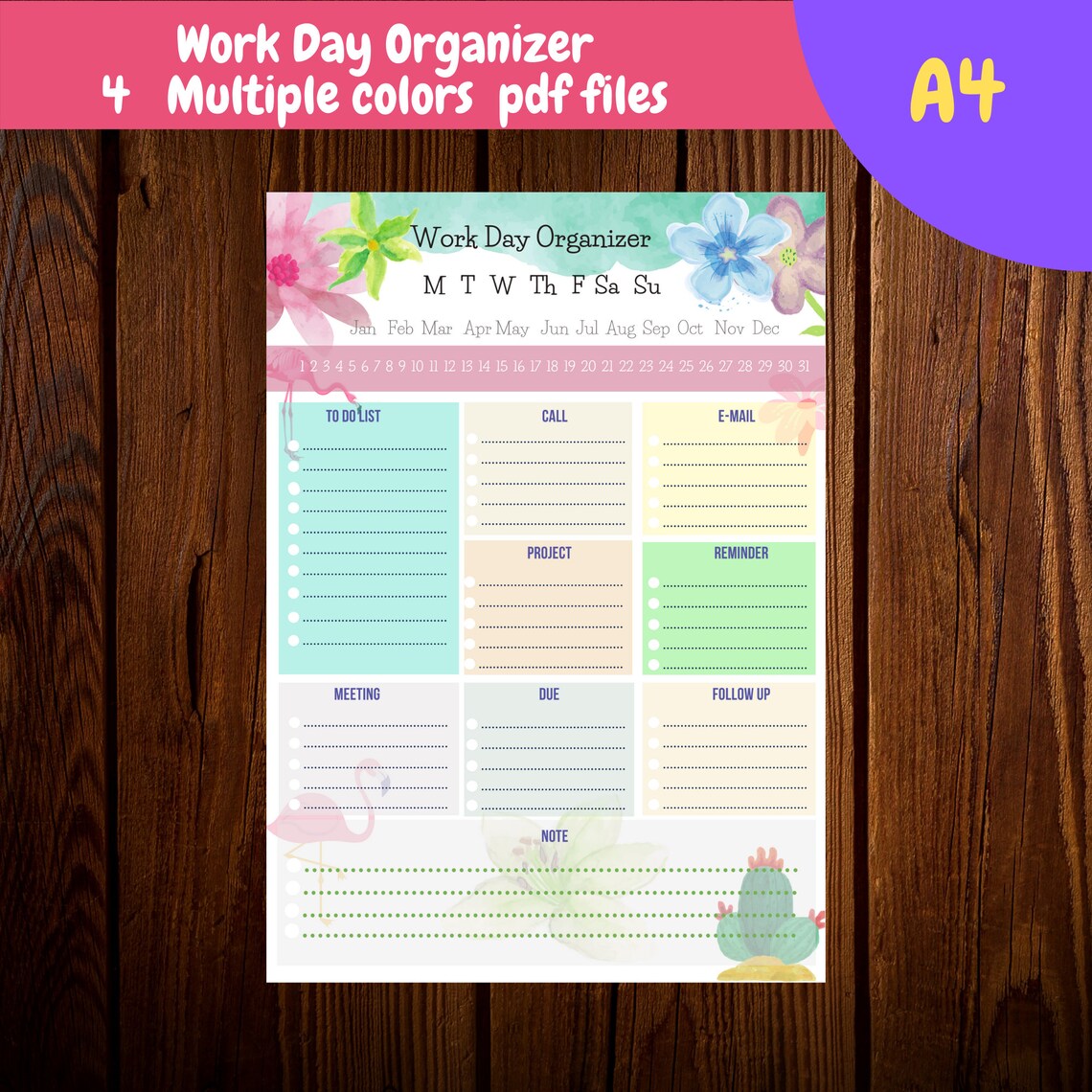 Work Day Organizer Printable, Work Day Organizer , Work Planner ...