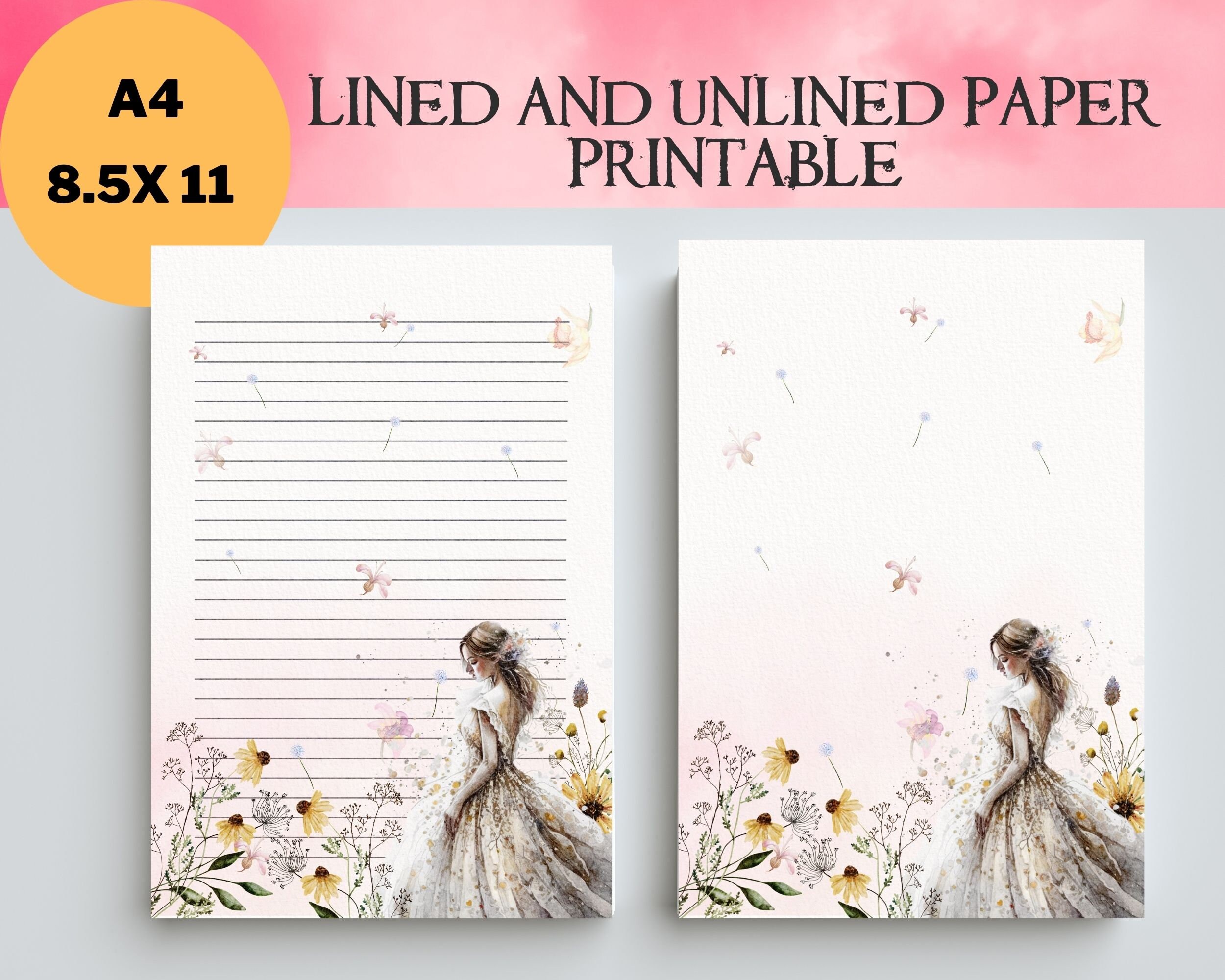 Gorgeous Bride Printable Note, Letter Paper, Printable Paper for Taking ...