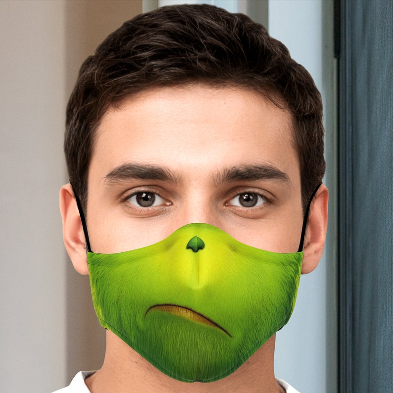 The Grinch Face Mask With Filter Unisex Face Mask With | Etsy