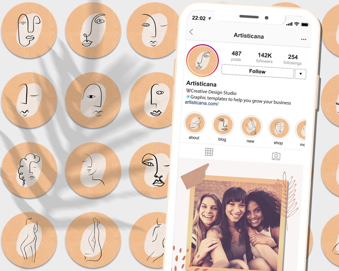 Abstract Women Line Art Instagram Story Highlight Icons - Etsy