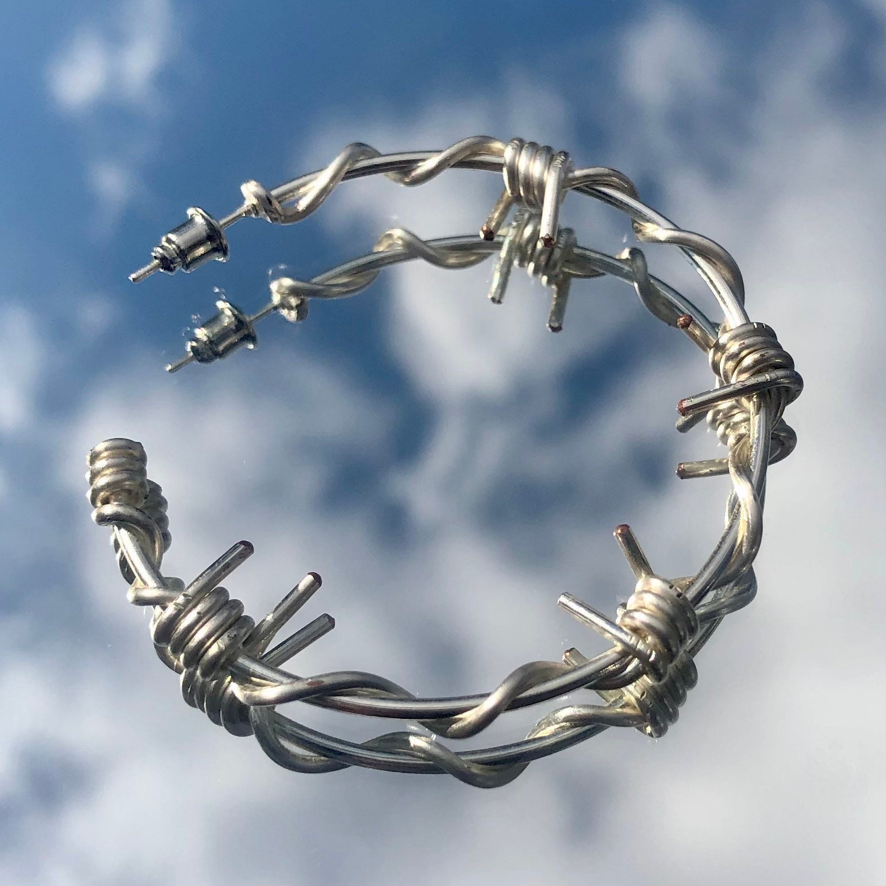 Barbed Wire Hoop Earrings - Etsy