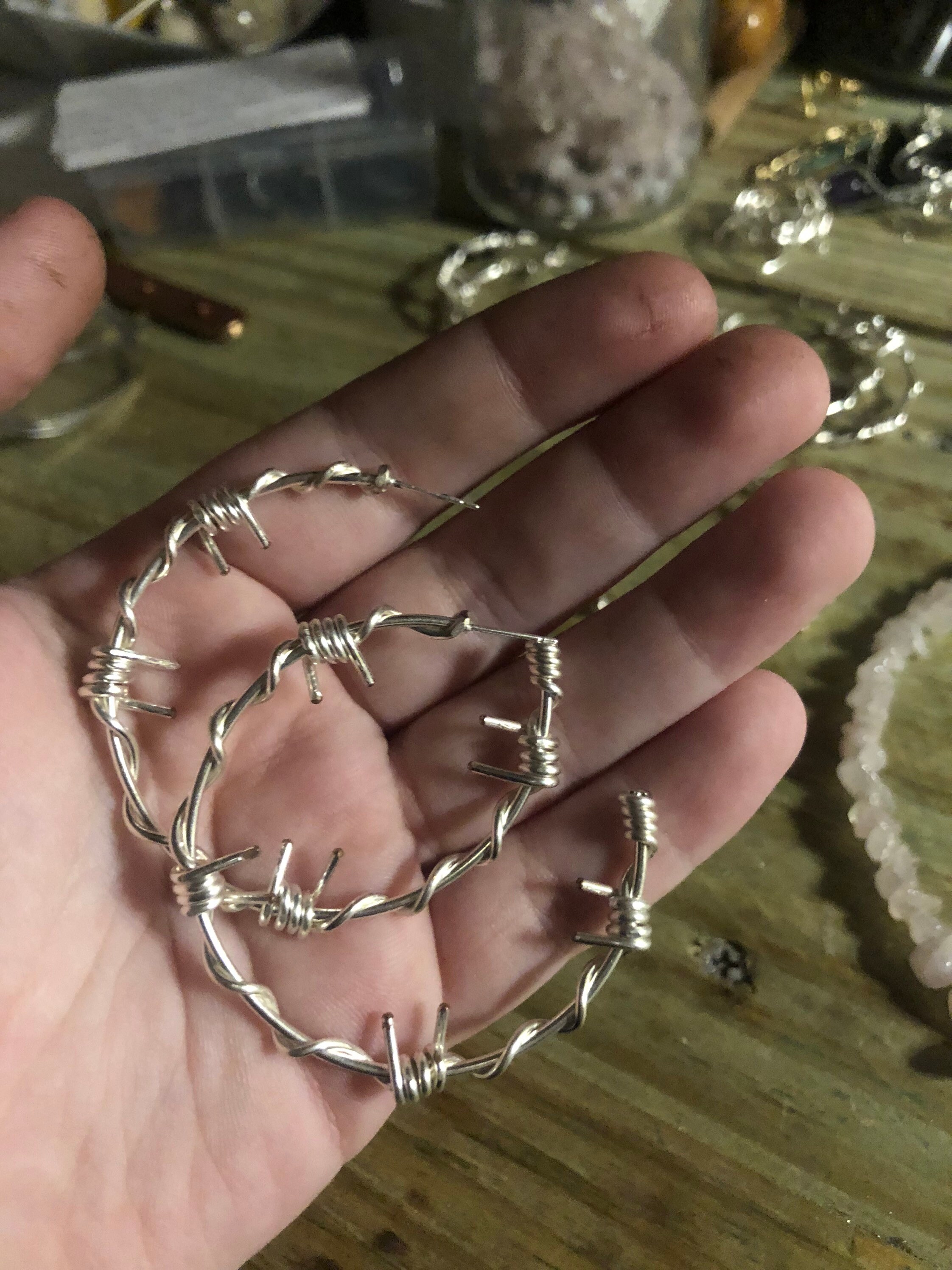 Barbed Wire Hoop Earrings - Etsy