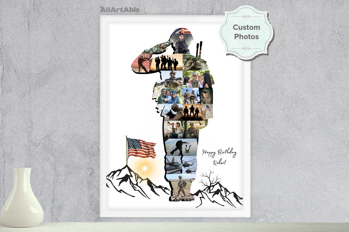 Custom USA Military Soldier Photo Collage - Personalized Patriotic ...