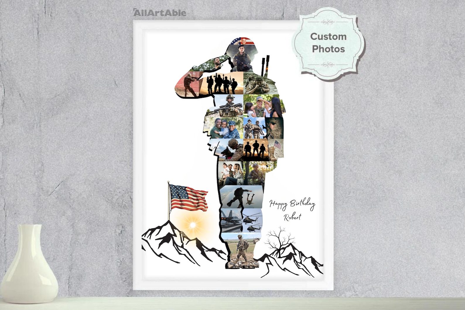 Custom USA Military Soldier Photo Collage - Personalized Patriotic ...