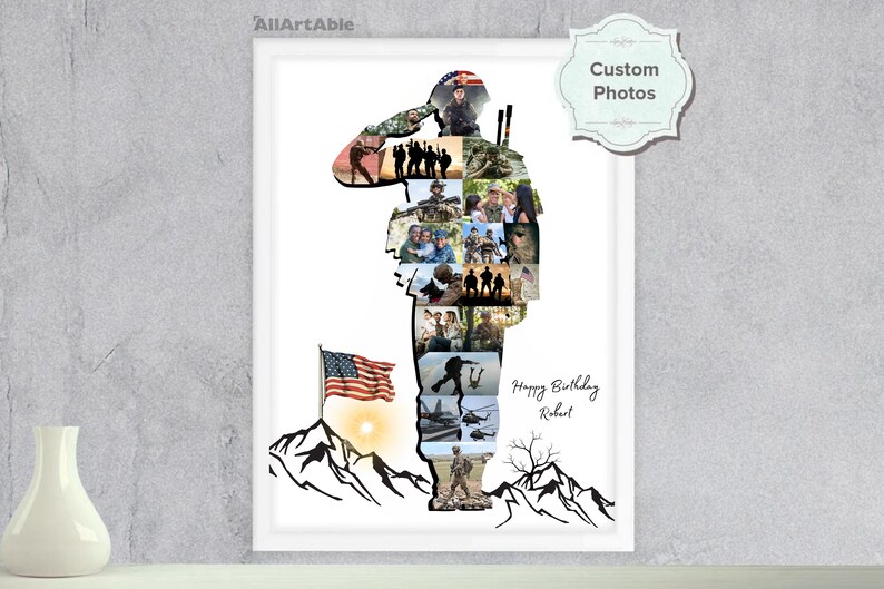 Custom USA Military Soldier Photo Collage - Personalized Patriotic ...