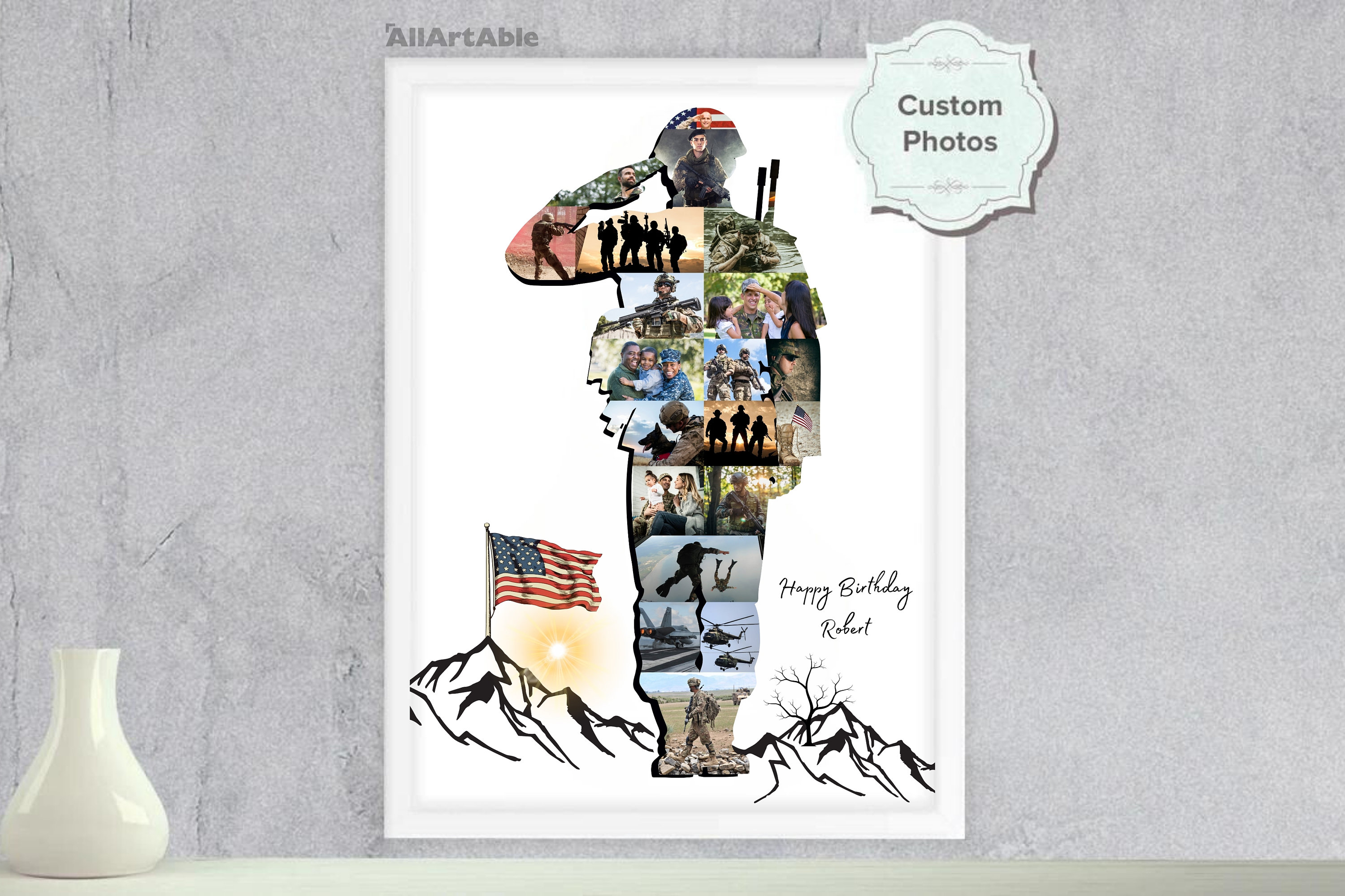 Custom USA Military Soldier Photo Collage - Personalized Patriotic ...