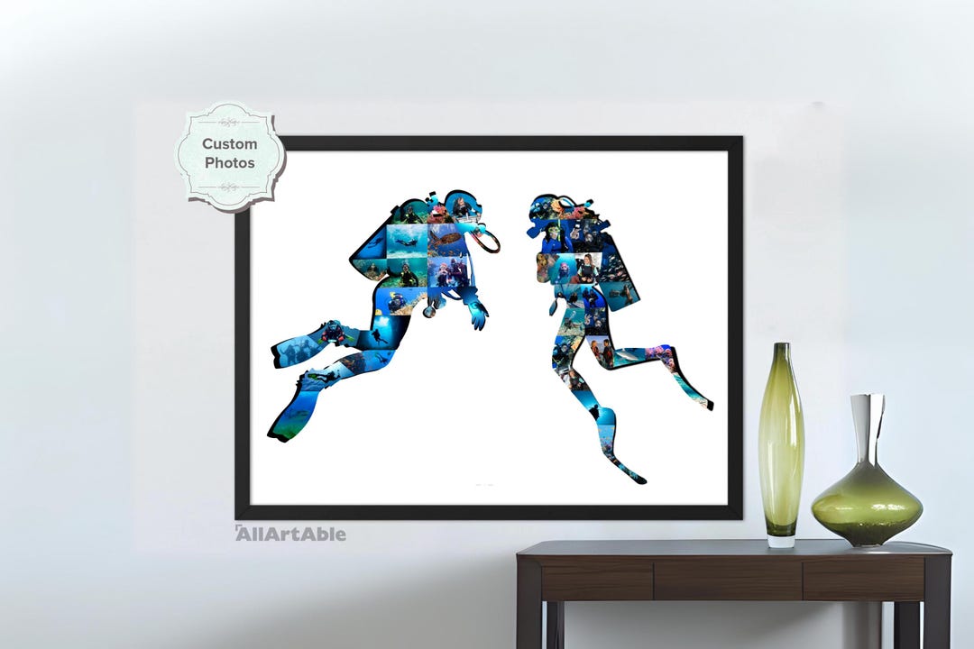 Man and Woman Scuba Diving Photo Collage, Scuba Diving Gift, Gift for ...