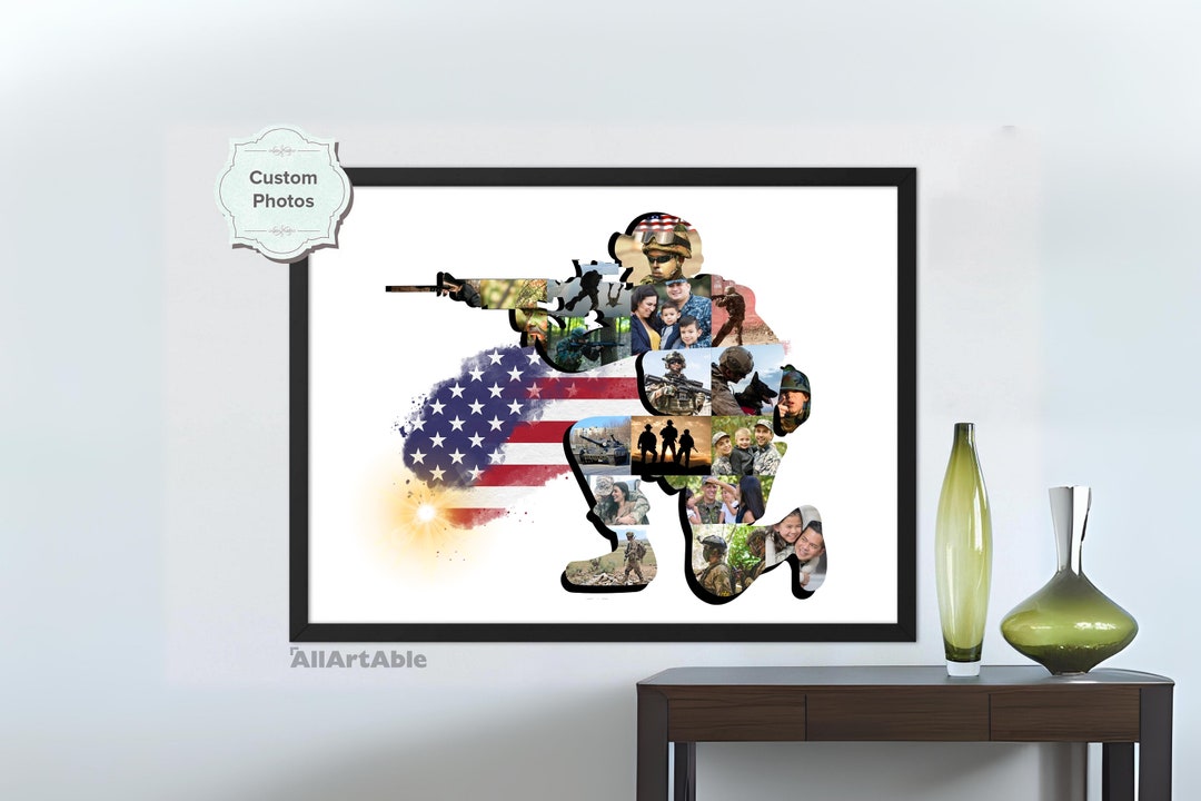 Custom Military Soldier Photo Collage - Personalized Veterans Gift for ...