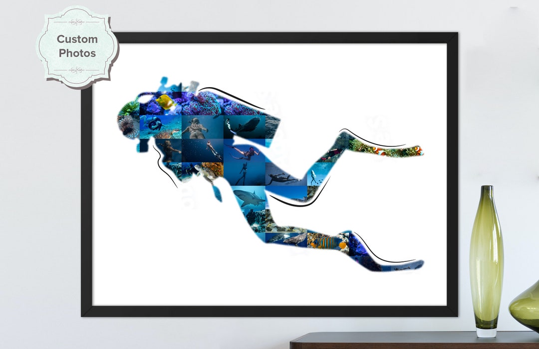 Woman Scuba Diving Photo Collage, Scuba Diving Gift, Gift for Her ...