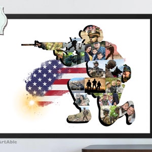 Custom Military Soldier Photo Collage - Personalized Veterans Gift for ...