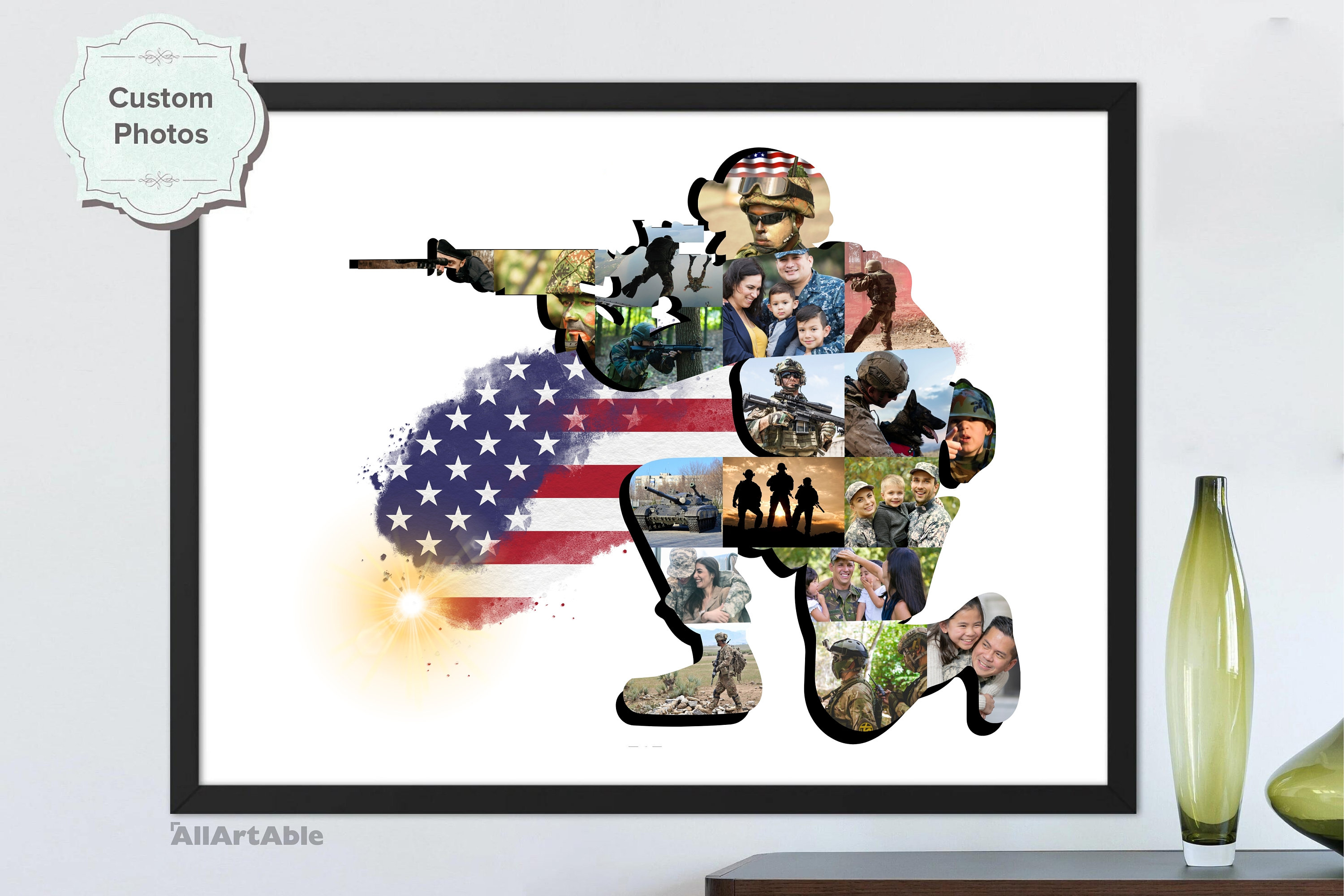 Custom Military Soldier Photo Collage - Personalized Veterans Gift for ...