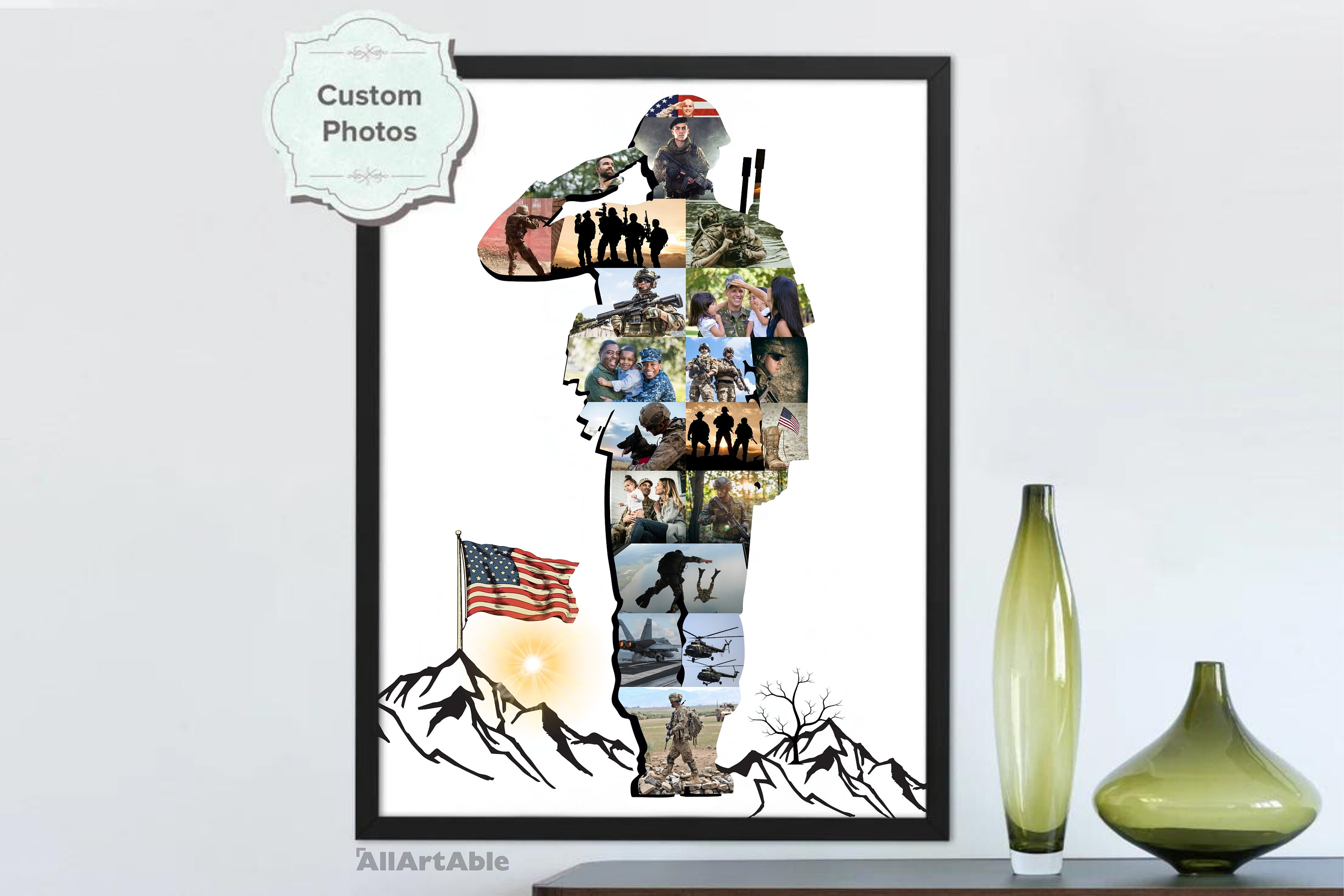 Custom USA Military Soldier Photo Collage - Personalized Patriotic ...