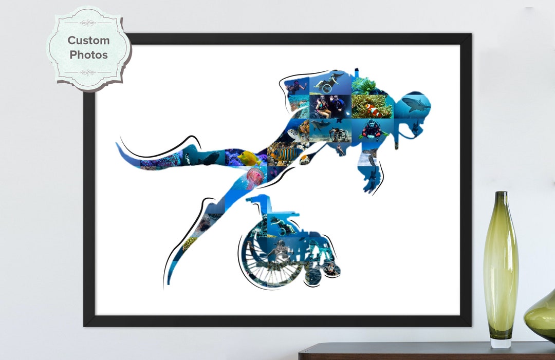 Wheelchair Scuba Diving Photo Collage, Scuba Diving Gift, Gift for Him ...