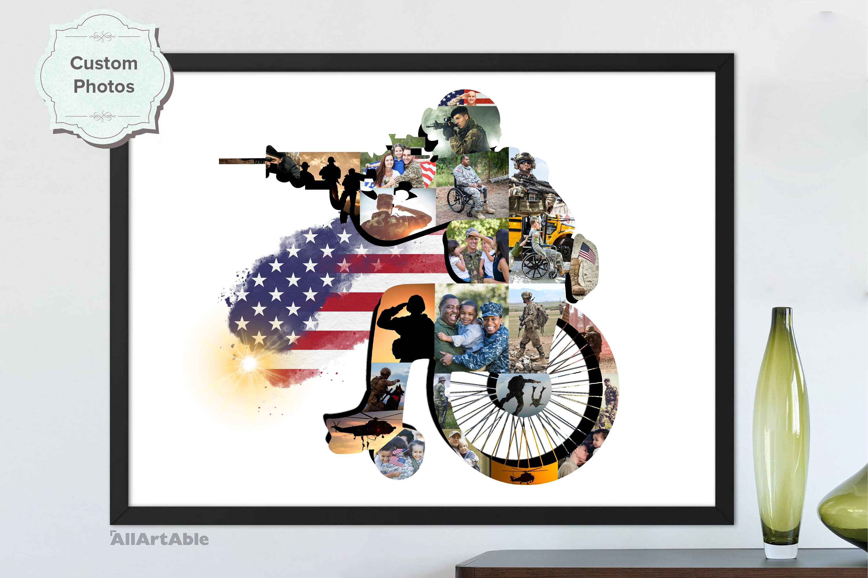 Custom USA Military Soldier in Wheelchair Photo Collage - Personalized ...