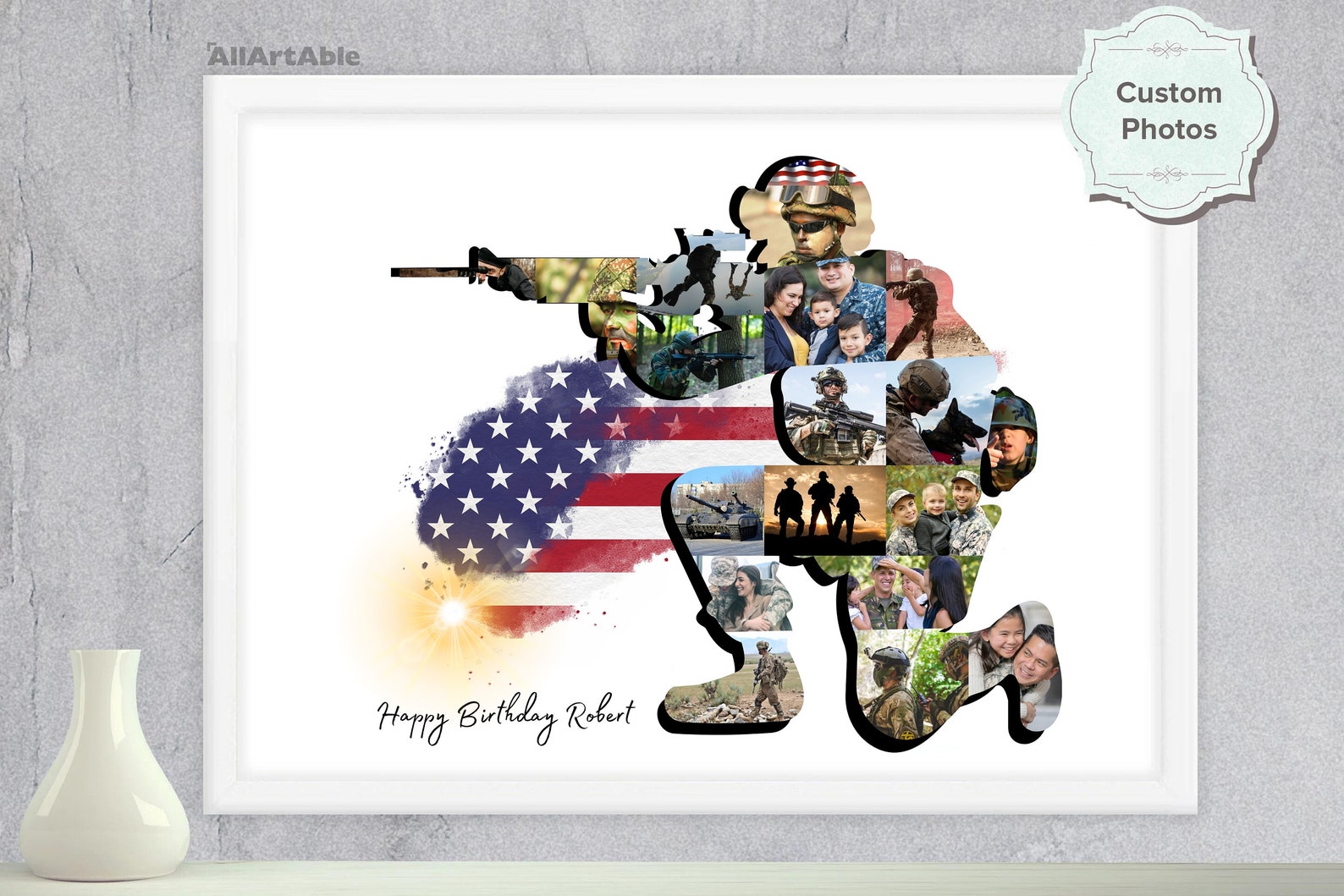 Custom Military Soldier Photo Collage - Personalized Veterans Gift for ...