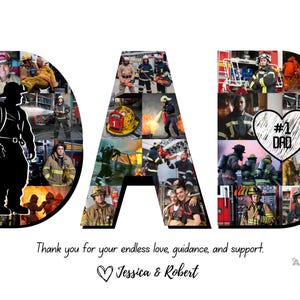 Custom Firefighter Dad Photo Collage Gift | Personalized Father's Day ...