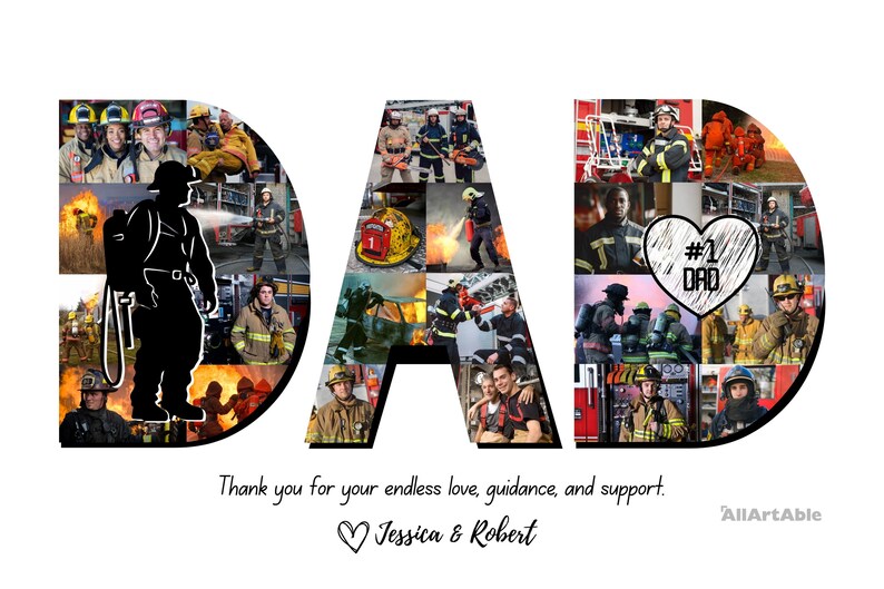 Custom Firefighter Dad Photo Collage Gift | Personalized Father's Day ...