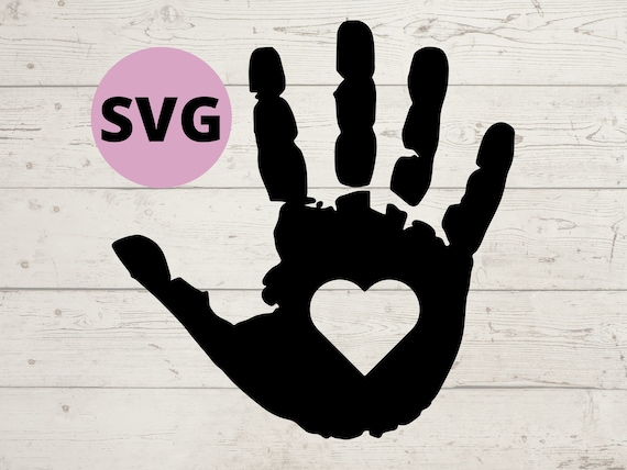 Handprint SVG With Heart Cut Out for Vinyl Decal Vector - Etsy