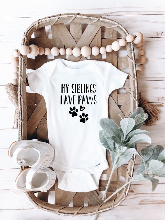 Closeout My Siblings Have Paws Baby Bodysuit, Cute Dog or Cat Sibling ...