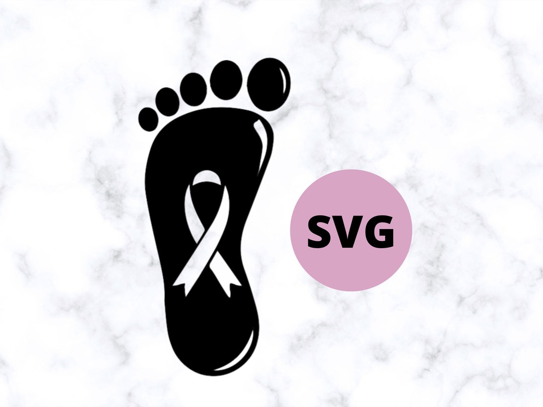 Cancer Ribbon Inside Foot SVG Stop Cancer Vector Image for - Etsy