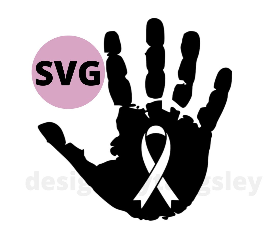 Cancer Ribbon Inside Hand SVG, Stop Cancer Vector Image for Cutting ...
