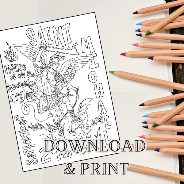 St Michael the Archangel Drawing - Etsy