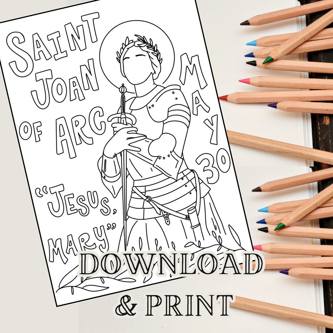 Saint Joan of Arc Coloring Page, St Joan of Arc Catholic Art Activity ...