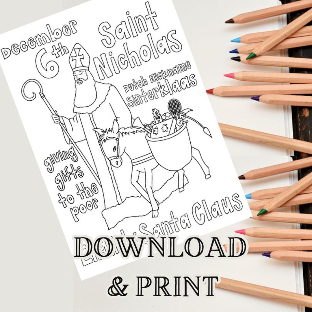 Saint Nicholas Coloring Page: Catholic Christmas Advent Art (PDF ...