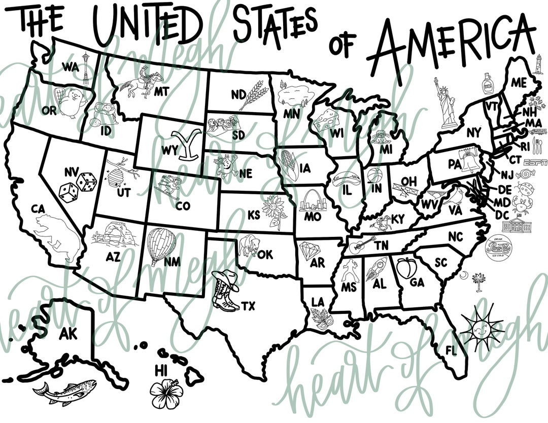 United States of America Coloring Page USA States Educational Worksheet ...
