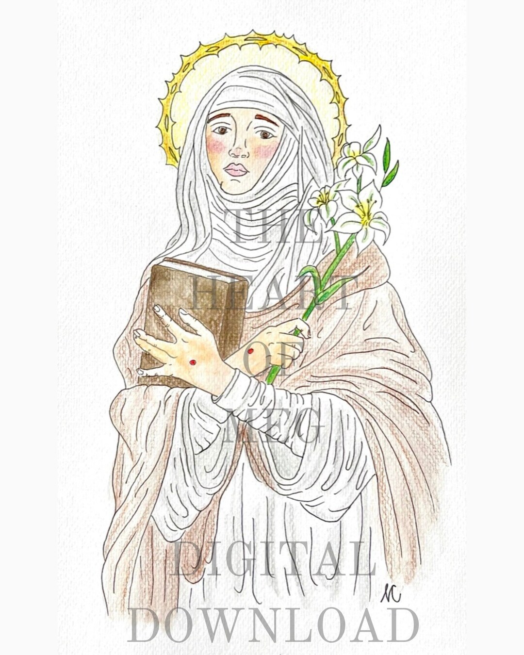 Saint Catherine of Siena Print: Catholic Art for Girls, Nurse Gift - Etsy