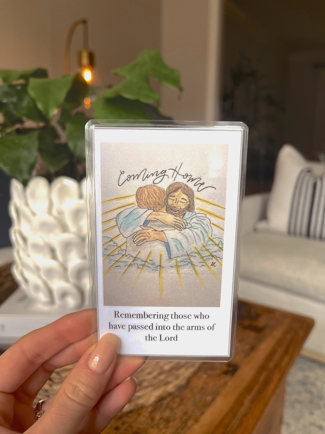 Safely Home Prayer Card: Christian Funeral Poem, Hand-painted Portrait ...