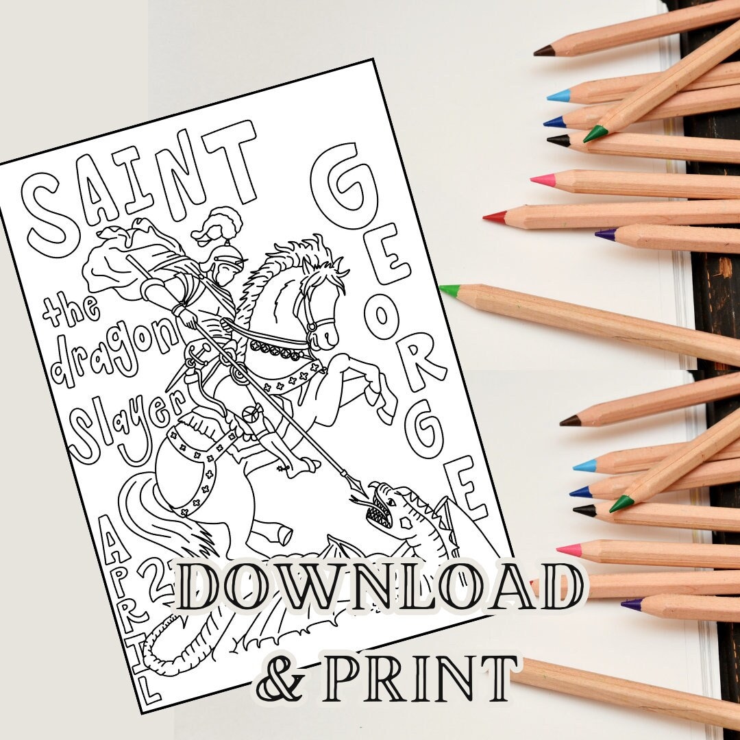 Catholic Saint George Coloring Page Instant Download St George Activity ...