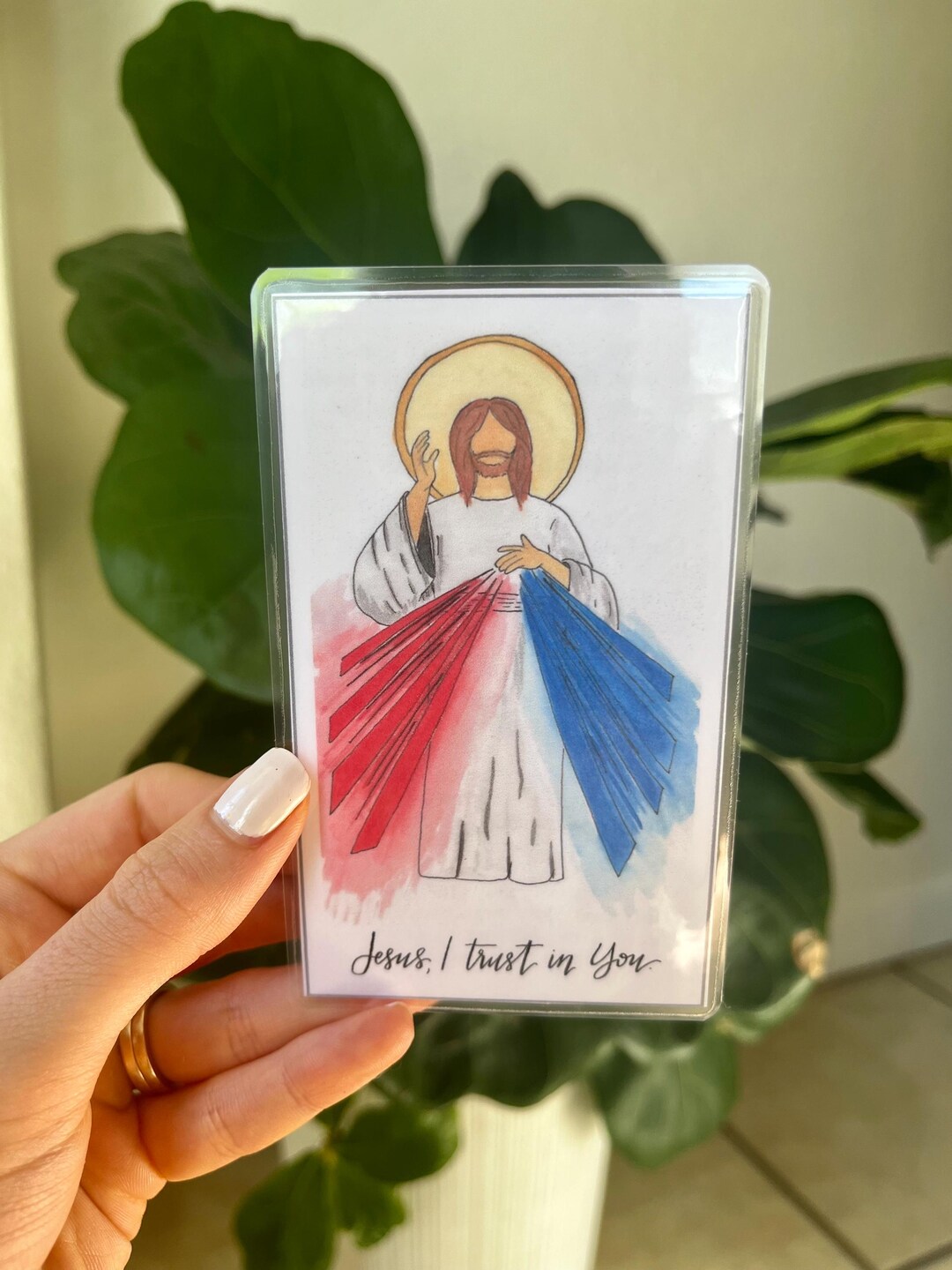 Divine Mercy Jesus Prayer Card: Hand-painted Watercolor Catholic Gift ...
