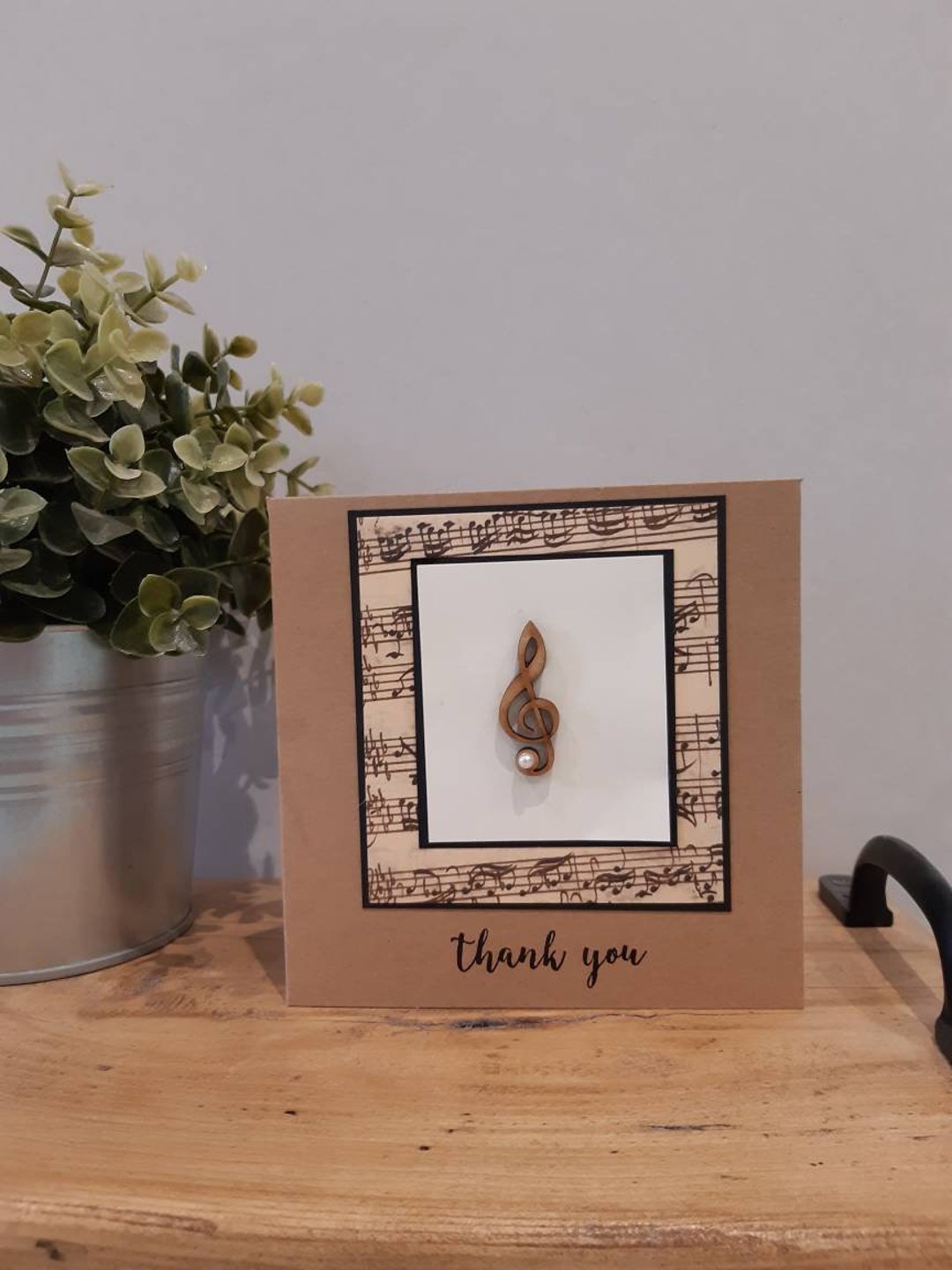 Music Thank You Card. Treble Clef. Personalised. Handmade - Etsy
