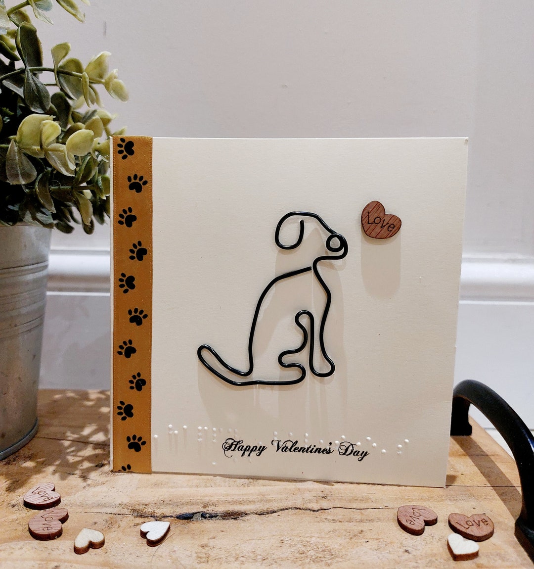 Braille Dog Valentines Day Card. Personalised and Handmade - Etsy
