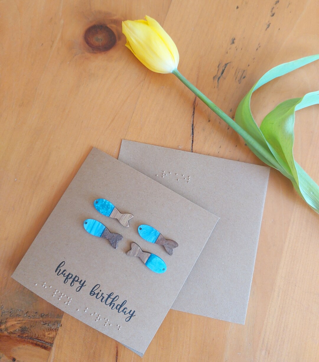 Braille Fish Birthday Card. Handmade and Personalised. Braille Card ...