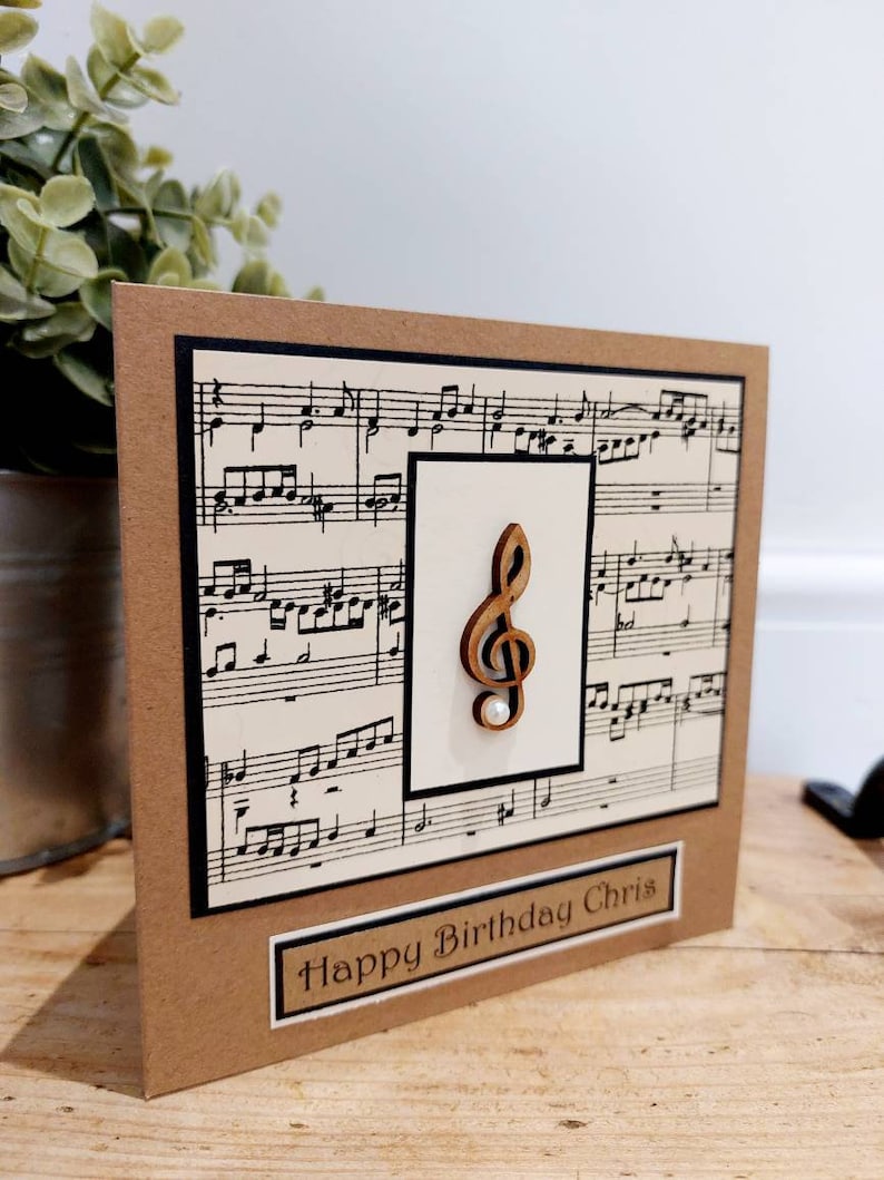 Music Happy Birthday Card. Treble Clef. Handmade for Him for - Etsy