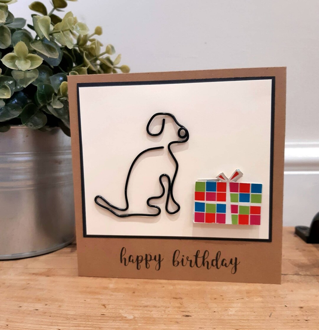 Happy Birthday Dog Card. Handmade. Labrador Dog With Multi Coloured ...
