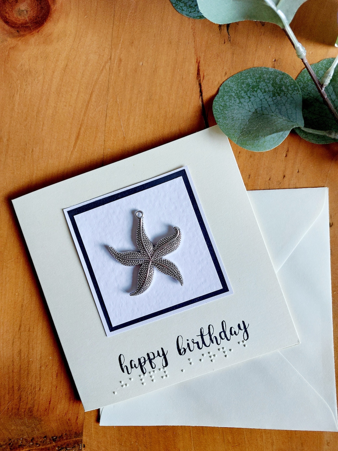 Braille Starfish Birthday Card: Handmade Ocean Lover Gift - Etsy