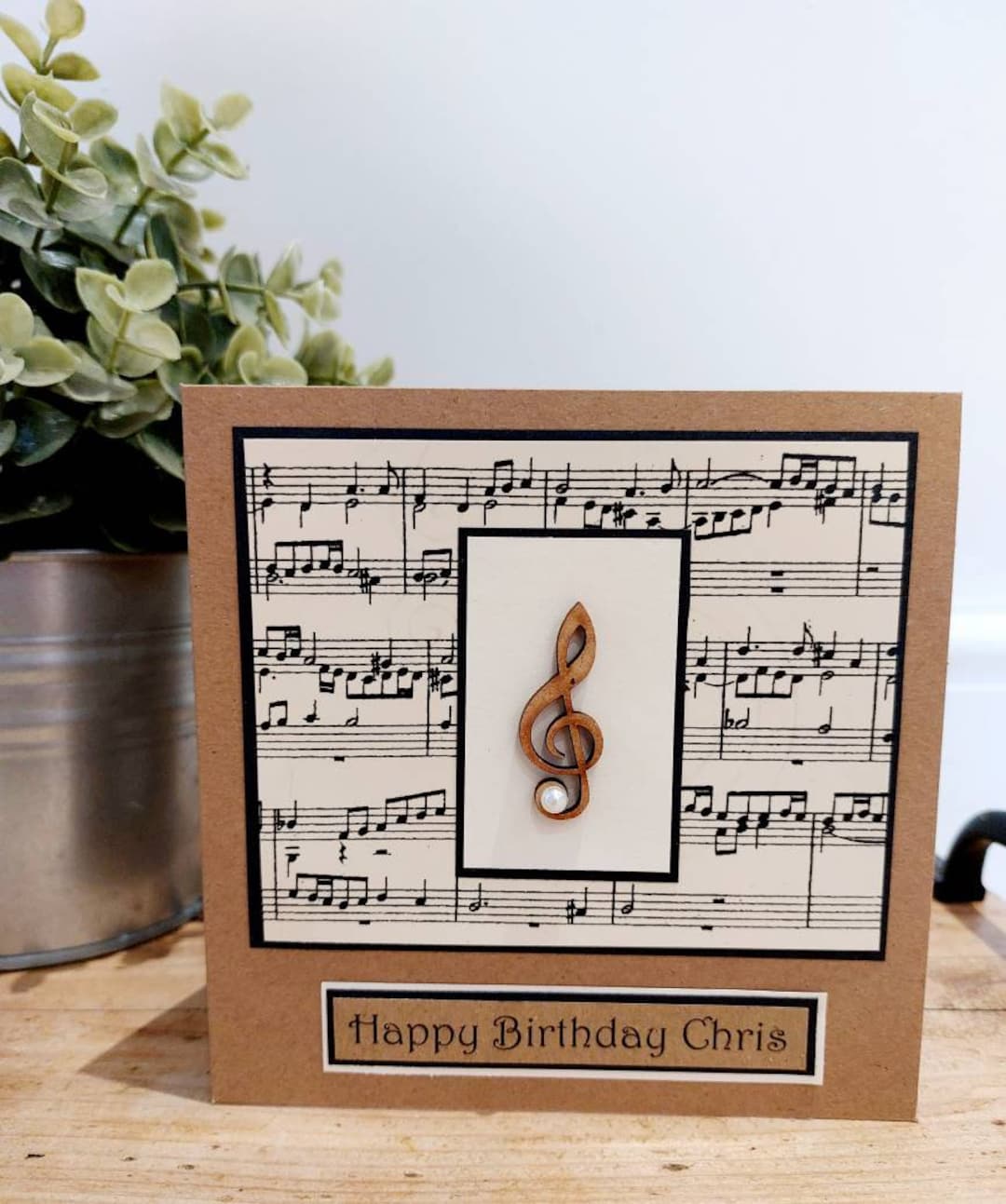 Music Happy Birthday Card. Treble Clef. Handmade for Him for Her - Etsy