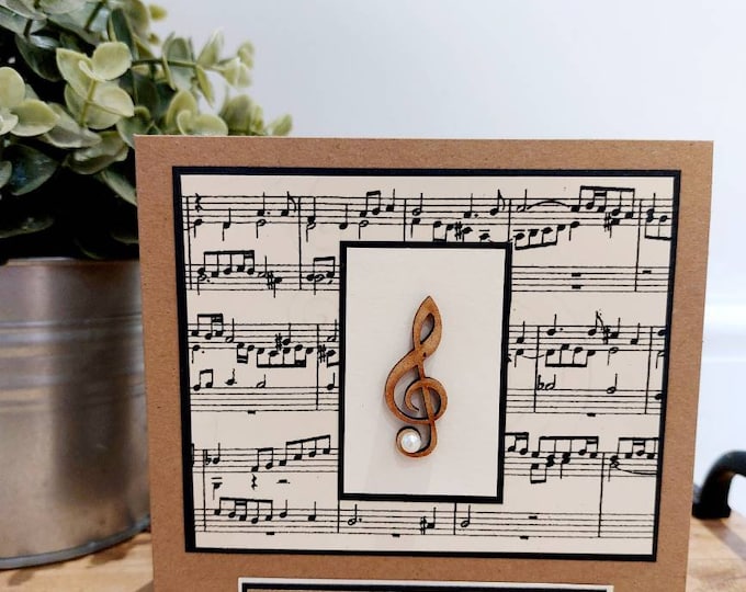 Music Happy Birthday Card. Treble Clef. Handmade for Him for Her - Etsy