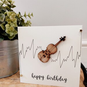 Handmade Wooden Violin Birthday Card: Music Lover Gift - Etsy