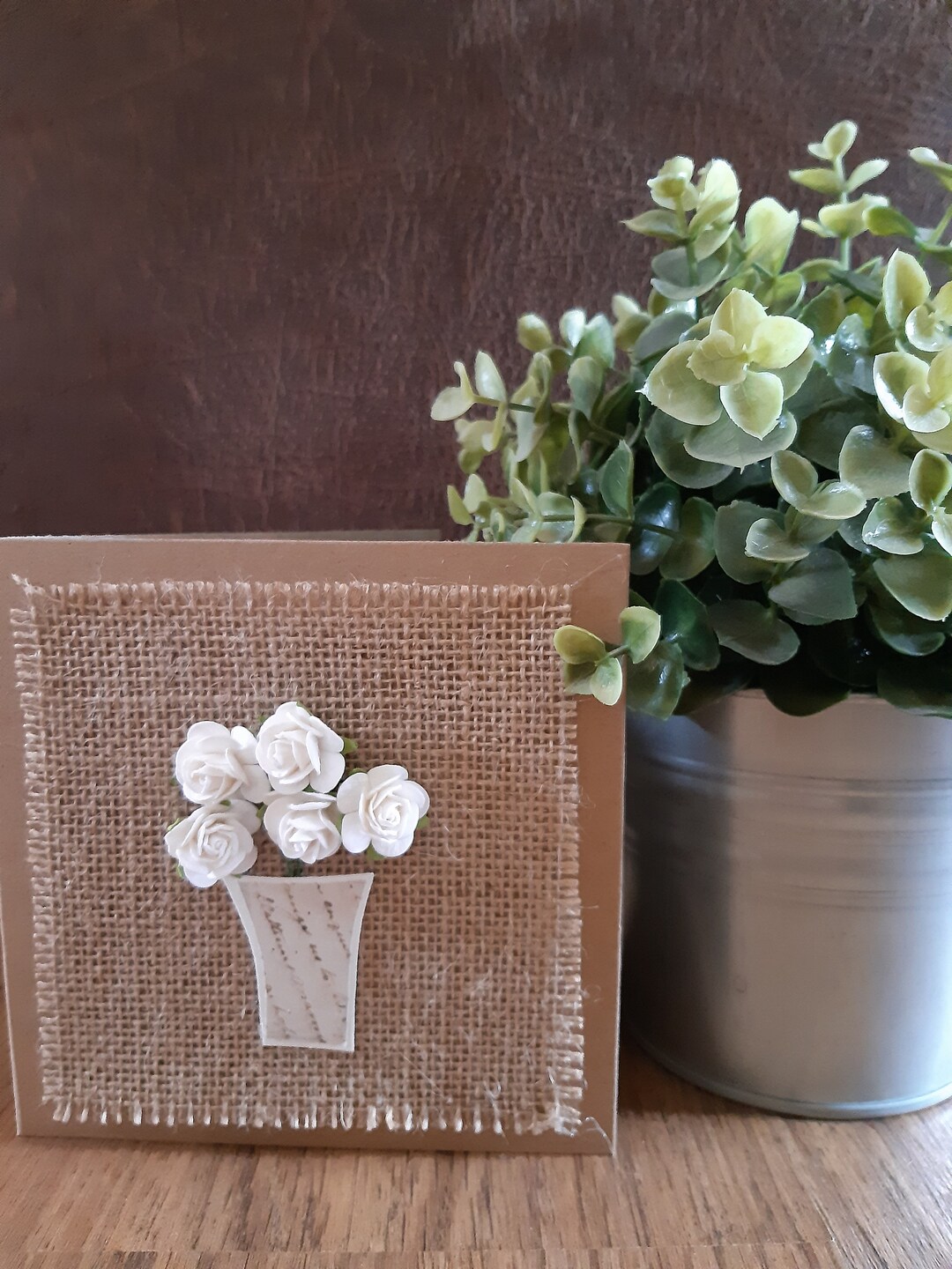 Handmade Flower Birthday Card: Hessian Kraft Paper, Any Occasion - Etsy UK