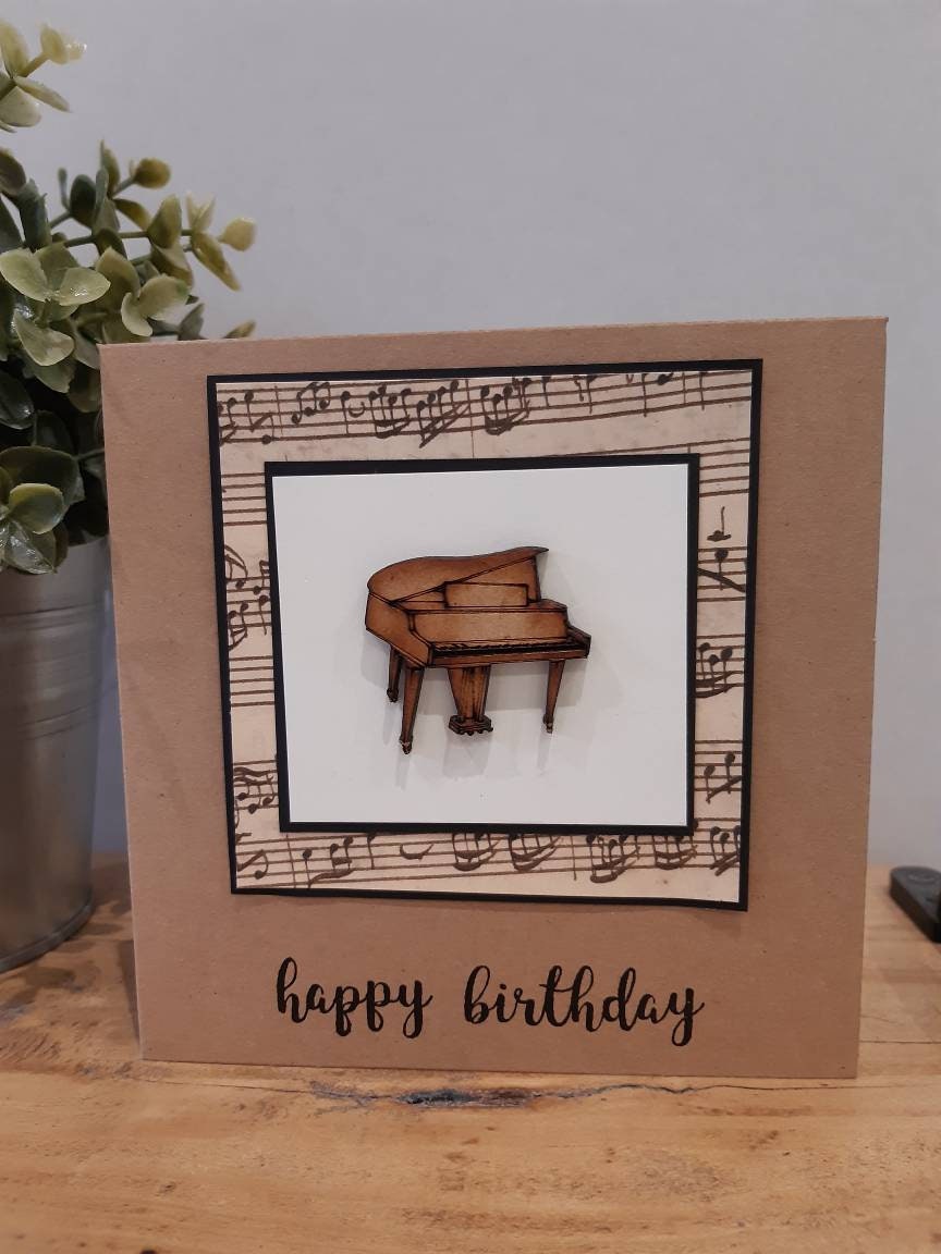 Piano Birthday Card. Handmade and Personalised. Music Card - Etsy