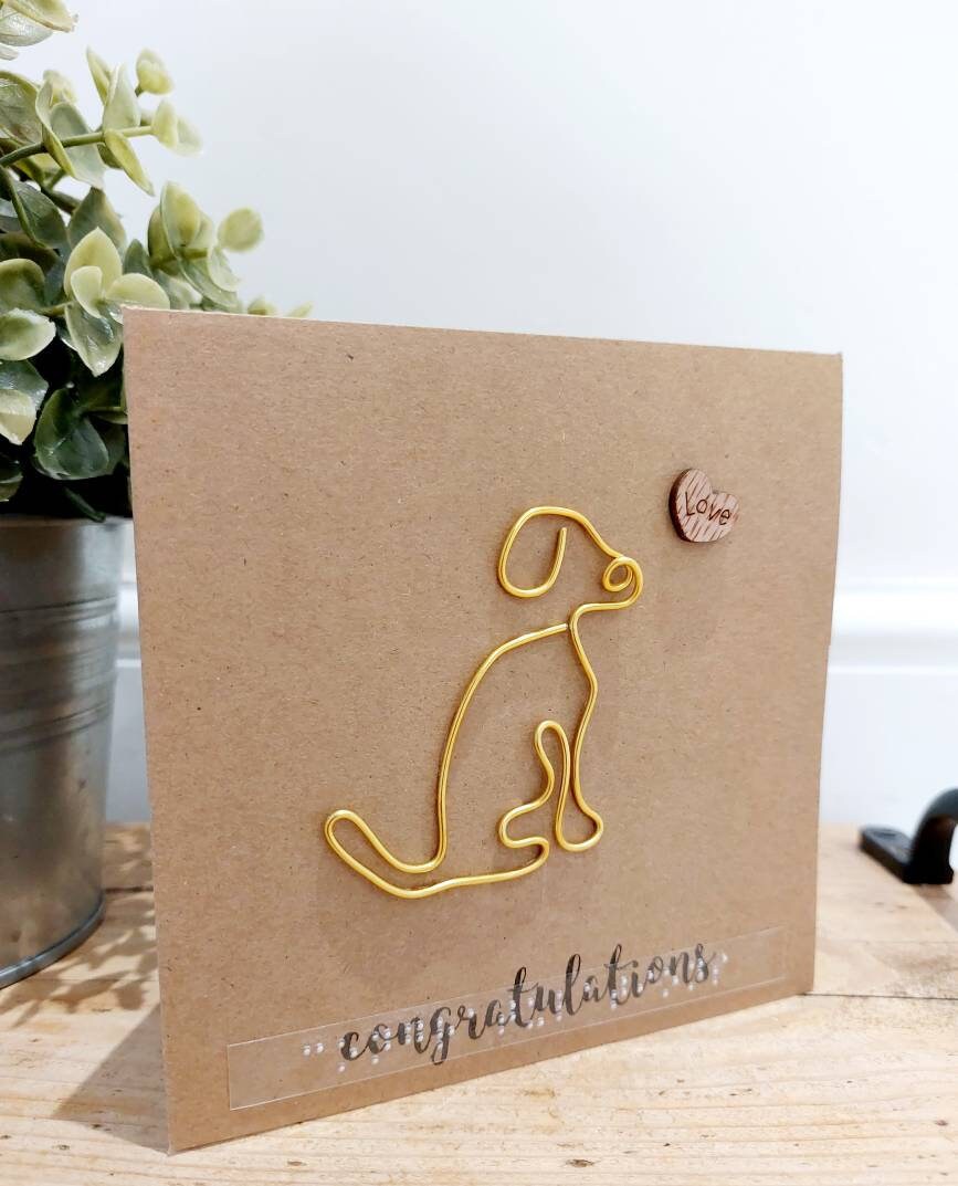 Braille Dog Birthday Card: Handmade Wire Art, Personalized - Etsy UK