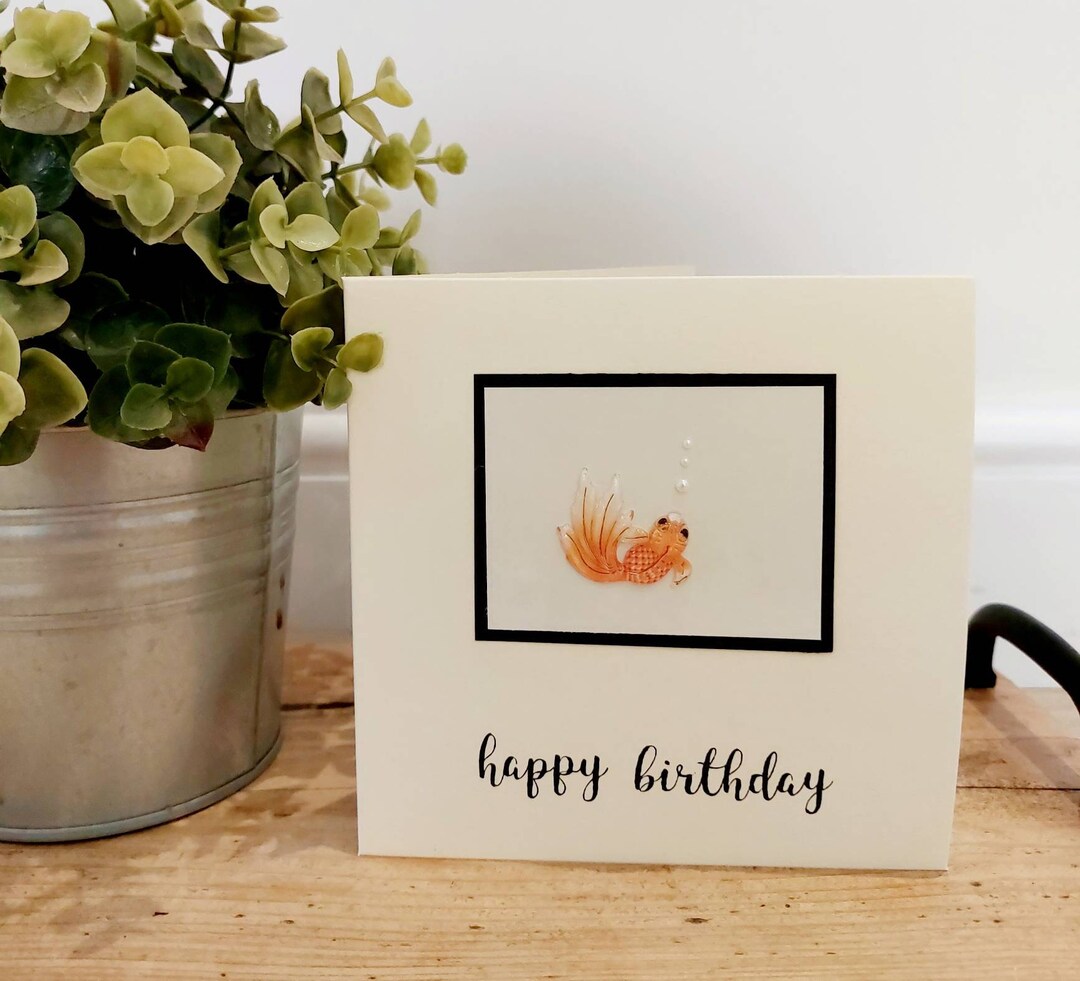 Goldfish Birthday Card. Handmade Fish Birthday Card. Fish Card. Carp ...